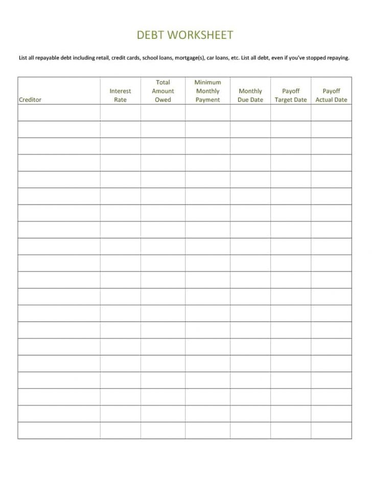 38 Debt Snowball Spreadsheets, Forms & Calculators | Free Printable ...