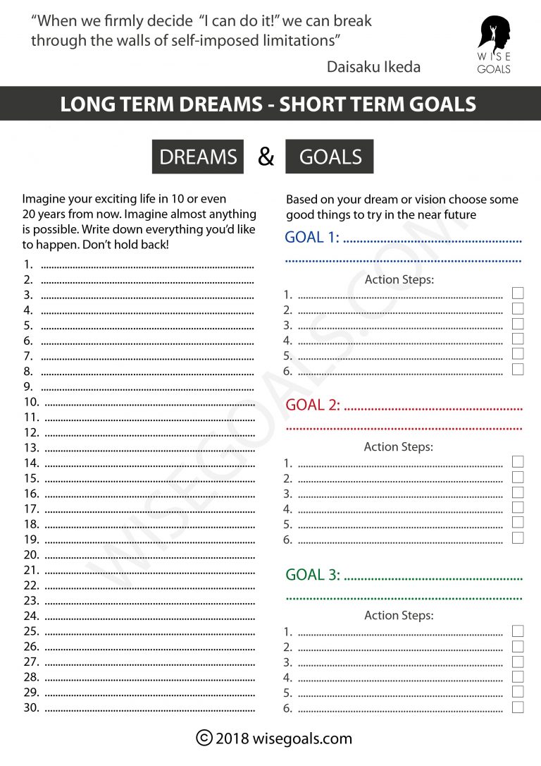 4 Stylish Goal Setting Worksheets To Print (Pdf) | Hopes And Dreams ...