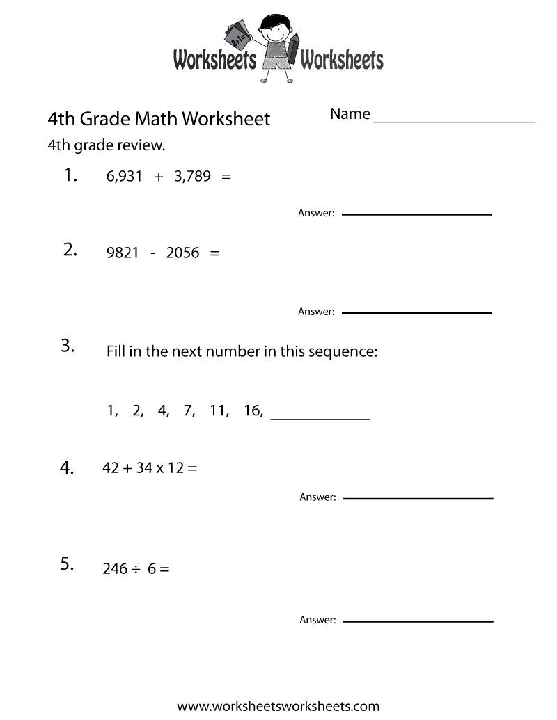 Free Printable Worksheets For 4Th Grade Printable Worksheets