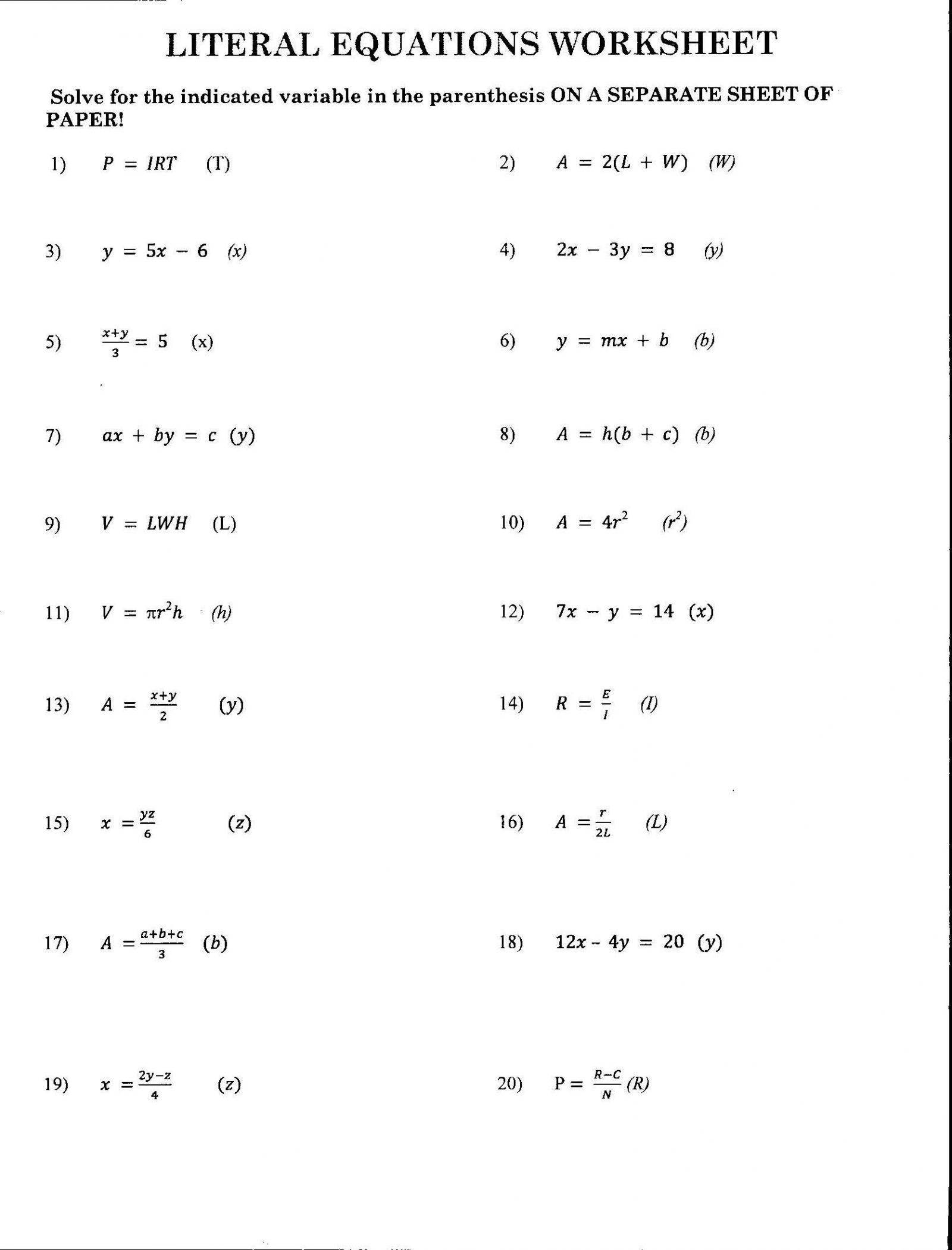 8Th Grade Math Worksheets Printable With Answers Printable Worksheets