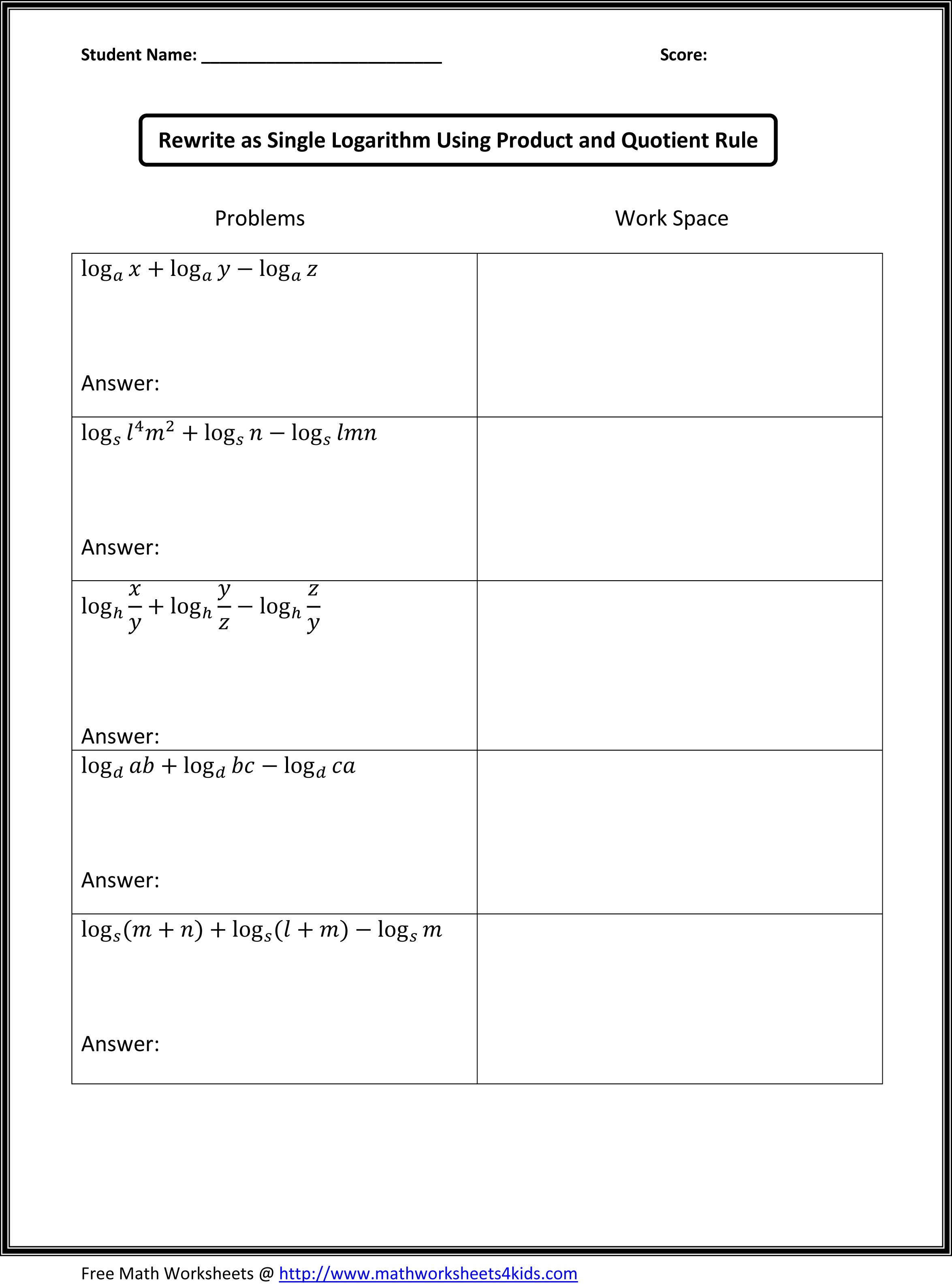 Printable Math Worksheets Www Mathworksheets4Kids Com Answers 