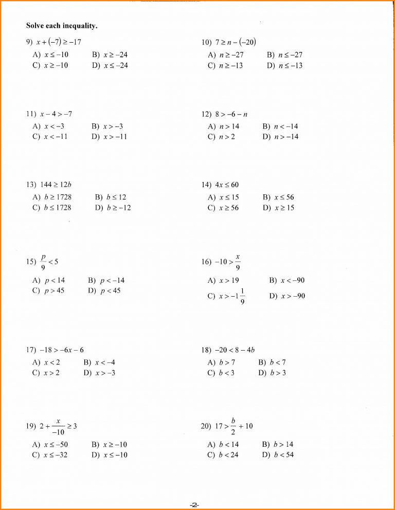 Algebra: Algebra Math Worksheets For Grade Printable Worksheet ...