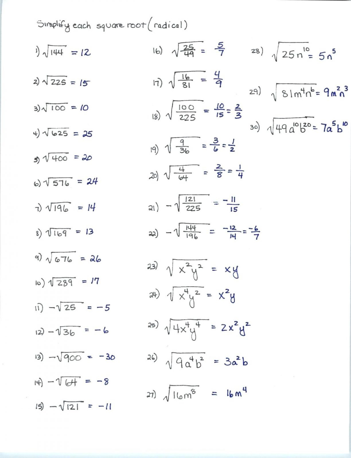 Algebra 8th Grade Worksheets