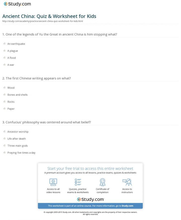 Ancient China: Quiz & Worksheet For Kids | Study | Ancient China ...