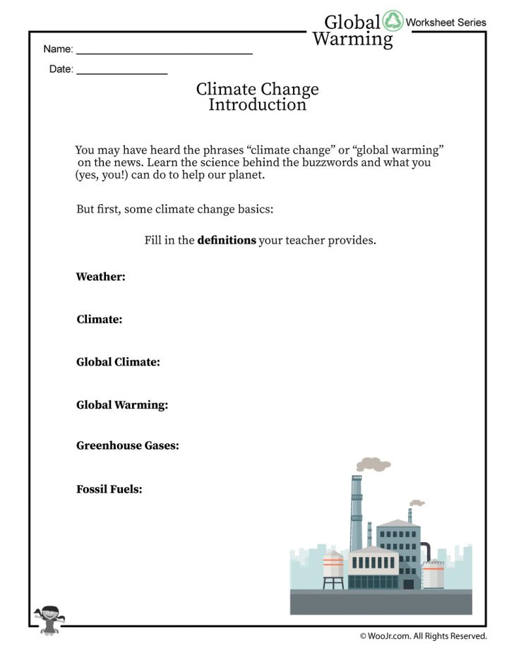 Climate Change Basics And Definitions Worksheet | Woo! Jr. Kids ...