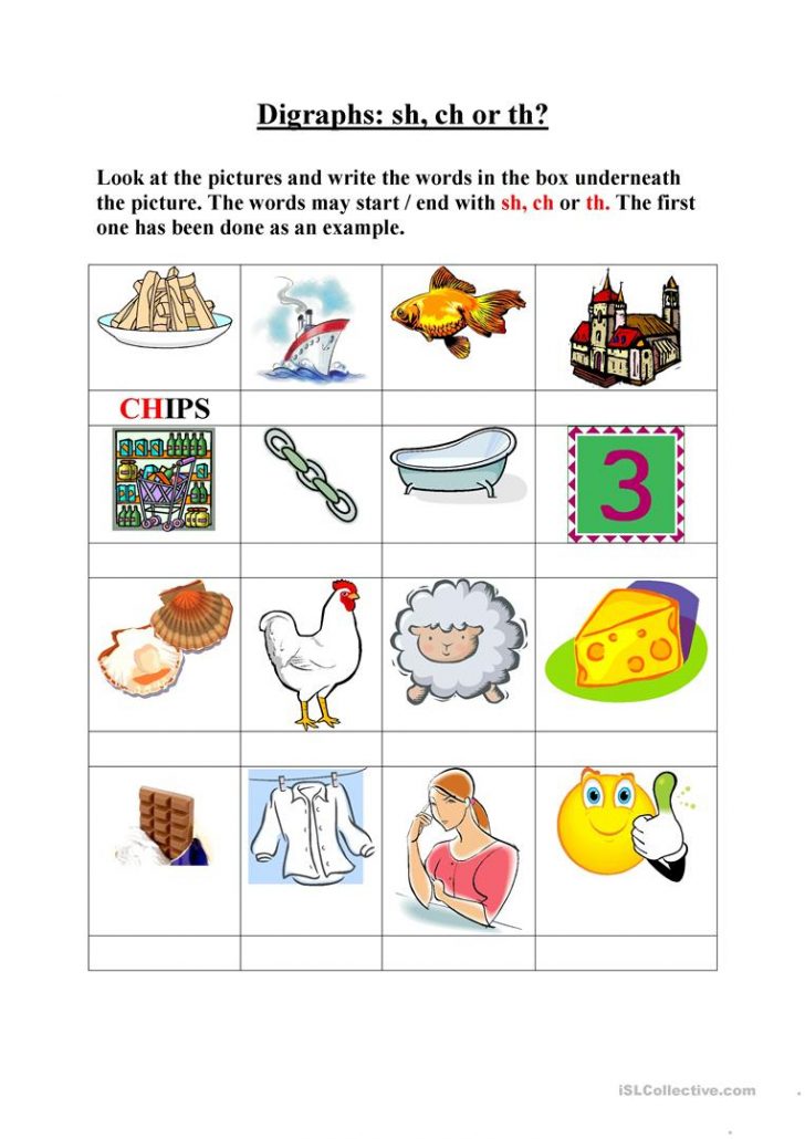 Digraphs, Sh, Ch, Th Worksheet - Free Esl Printable Worksheets Made ...