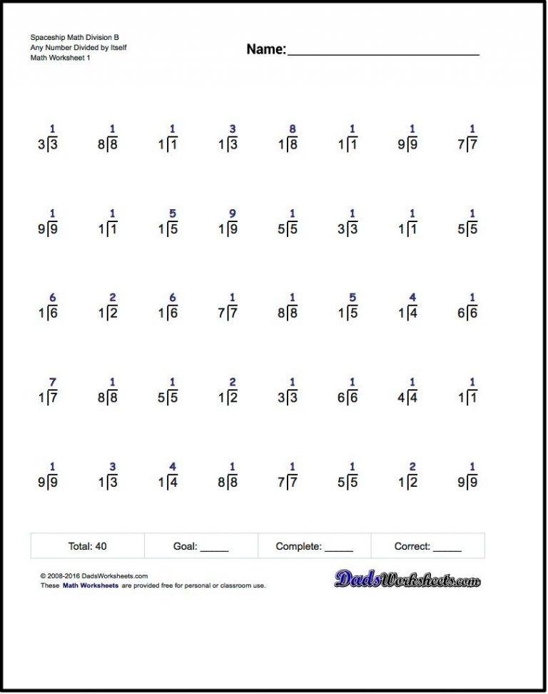 Mad Minute Division Printable Worksheets – Printable Worksheets