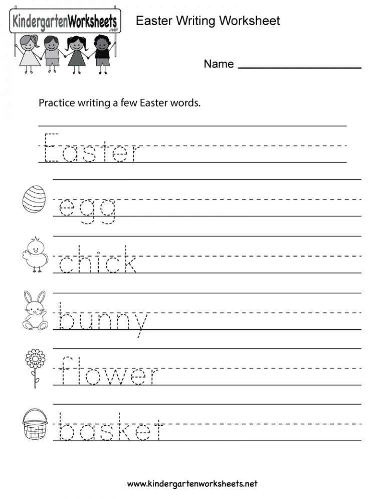 Easter Writing Worksheet - Free Kindergarten Holiday Worksheet For Kids ...