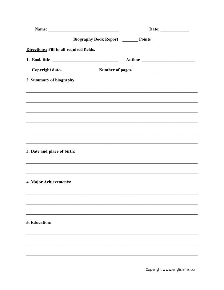 Englishlinx | Book Report Worksheets | Book Report Printable Worksheets ...