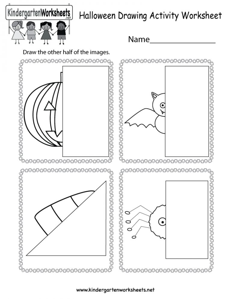 Free Printable Halloween Drawing Activity Worksheet For Kindergarten ...