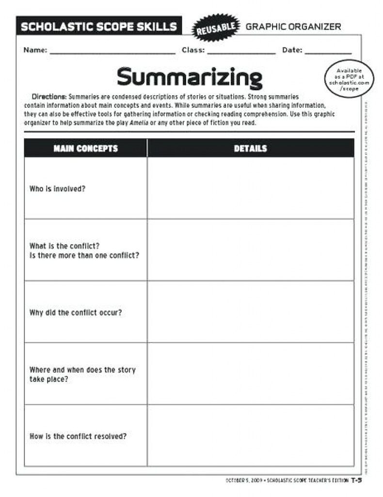 Summarizing Worksheets