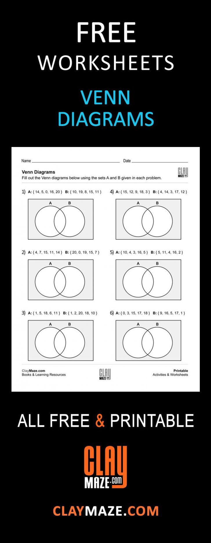 Free, Printable Venn Diagrams Worksheet - These Are Good For | Free ...