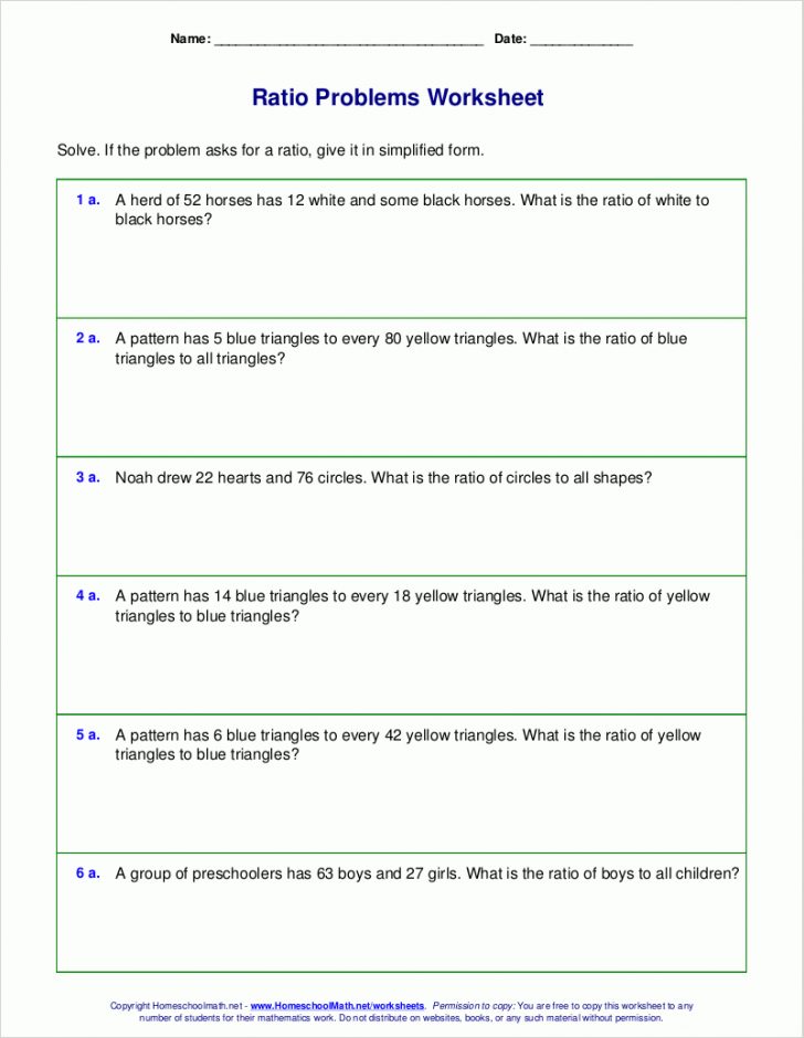 Free Worksheets For Ratio Word Problems | Free Printable Fraction Word ...