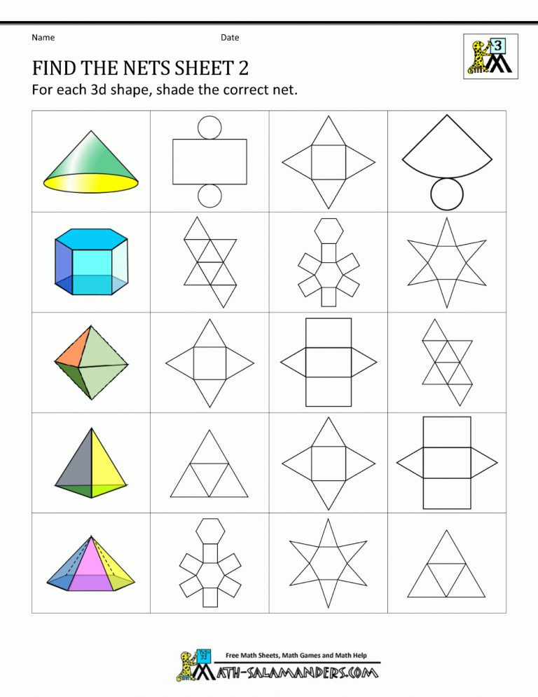 Geometry Nets Information Page | 3D Nets Printable Worksheets ... Geometry Nets Information Page | 3D Nets Printable Worksheets ...