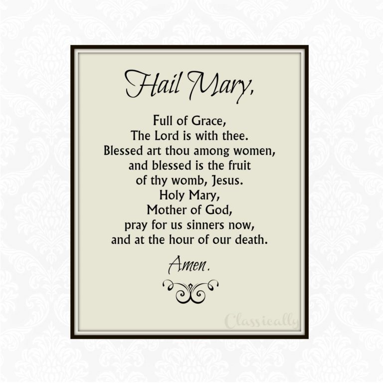 Hail Mary Prayer Printable – Printall | Free Printable Rosary ...