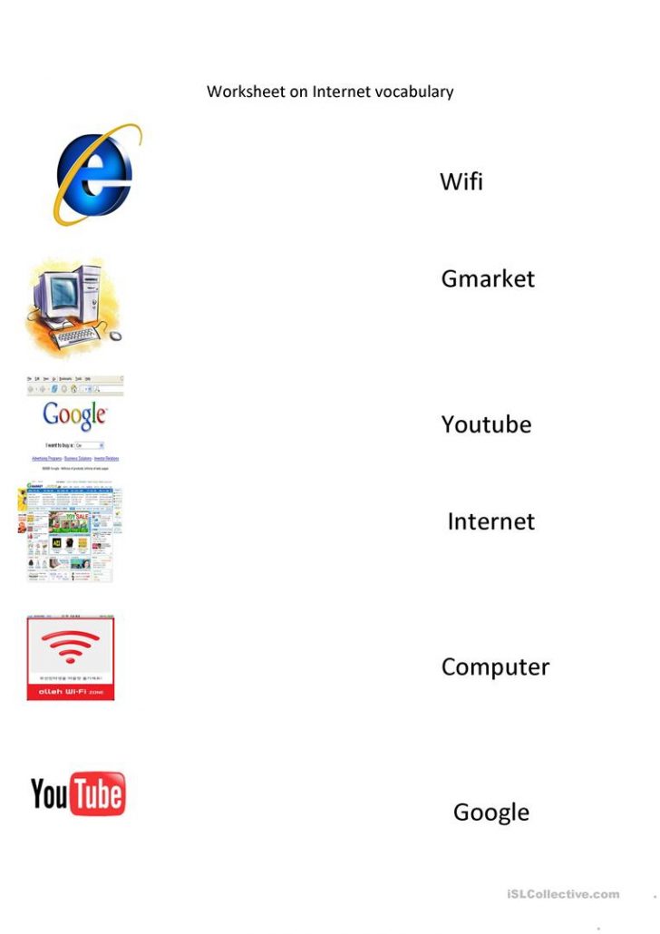 Internet Vocabulary Worksheet Worksheet - Free Esl Printable | Free ...
