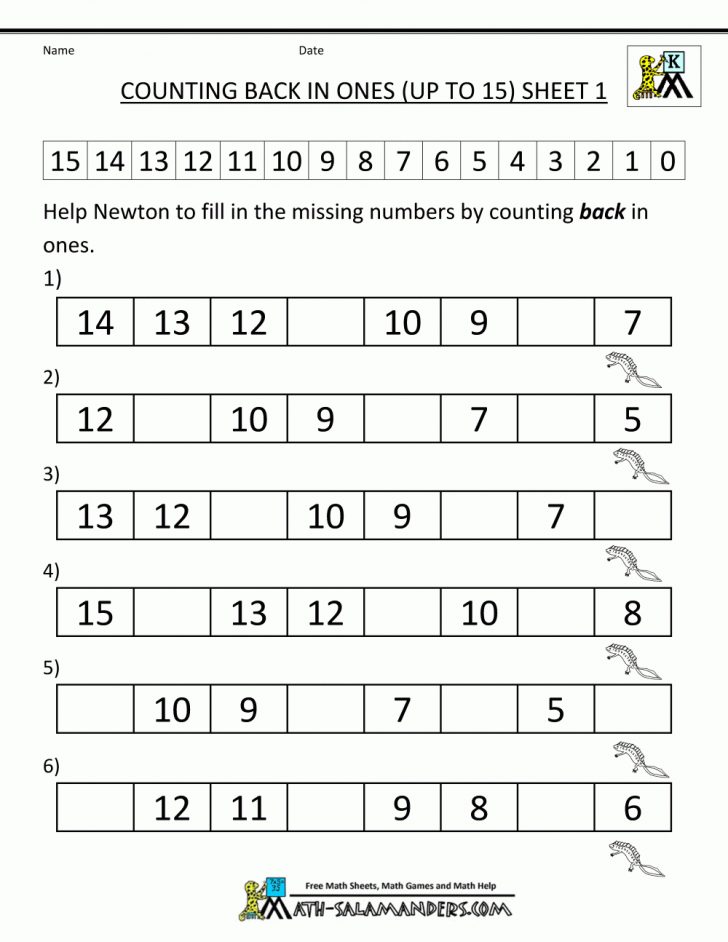 Kindergarten Counting Worksheet Sequencing To 15 Counting Printable