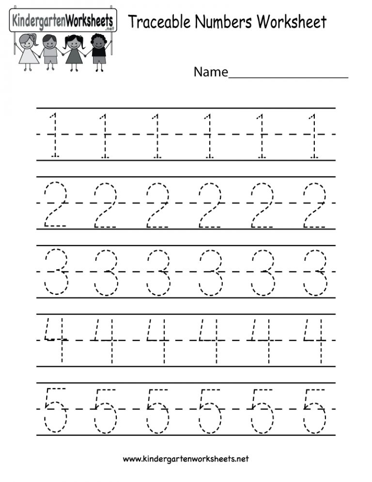 Kindergarten Traceable Numbers Worksheet Printable | Preschool ...