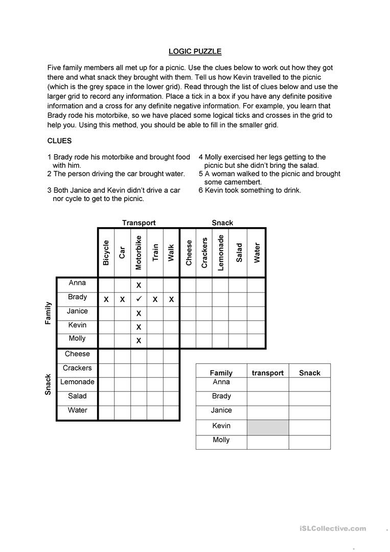 Logic Puzzle Worksheets