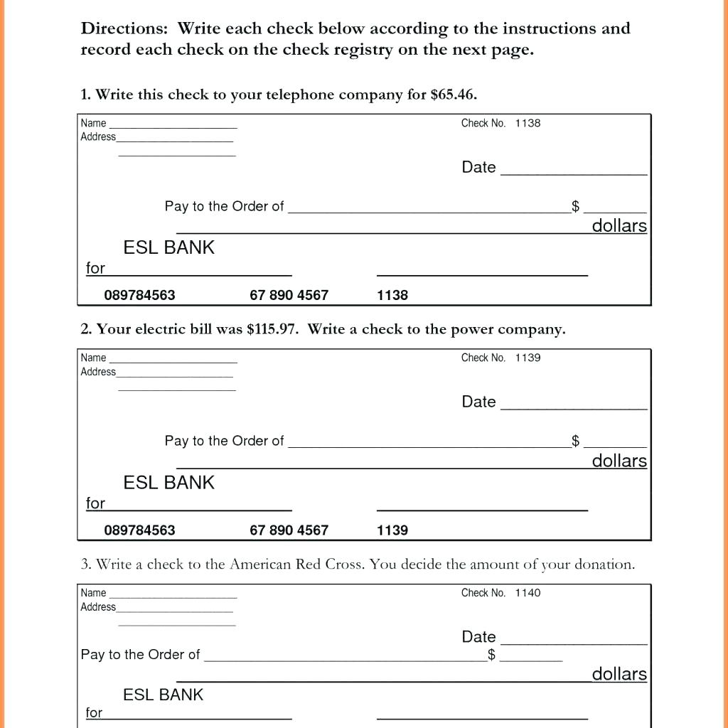 Printable Check Writing Worksheets Printable Worksheets
