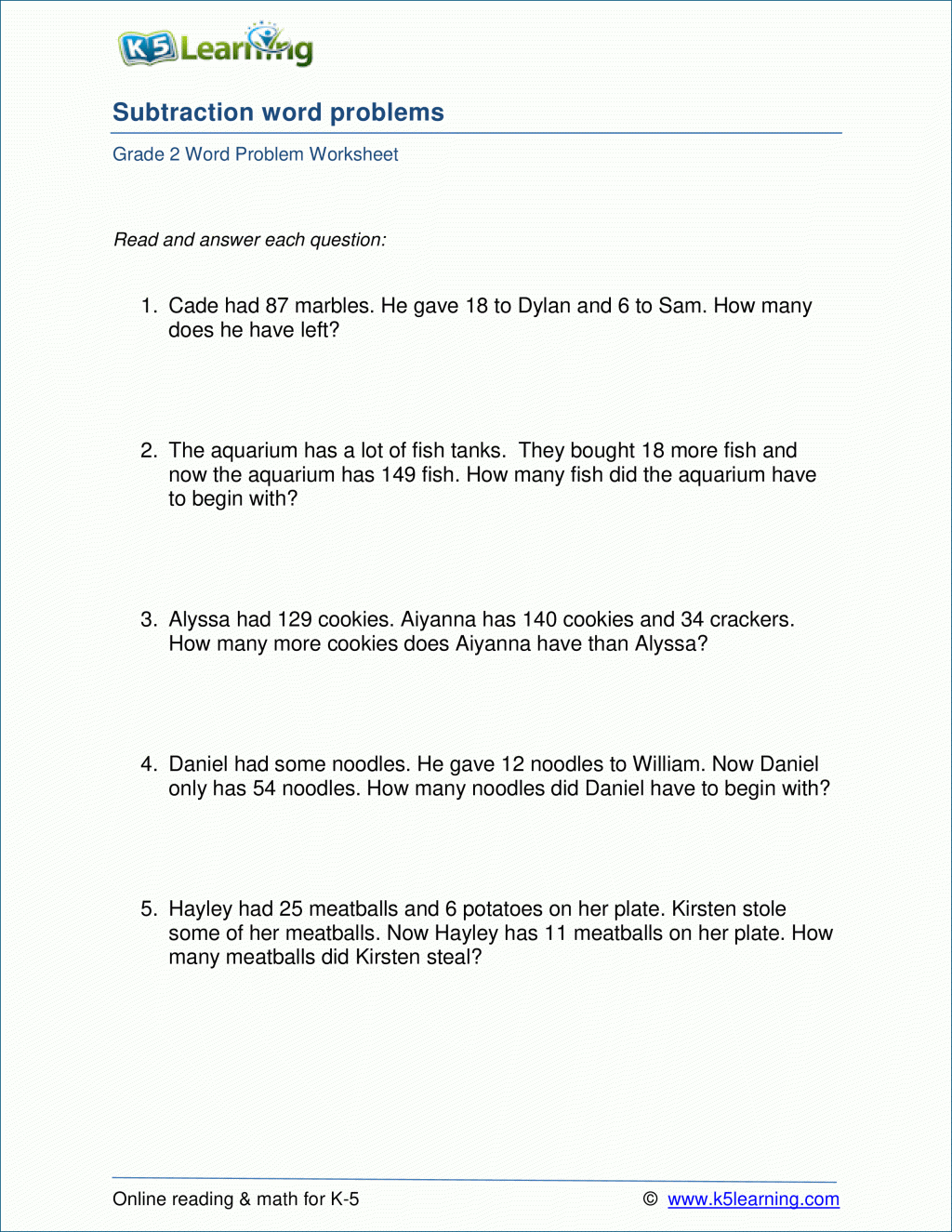 K5 Learning Printable Worksheets Printable Worksheets