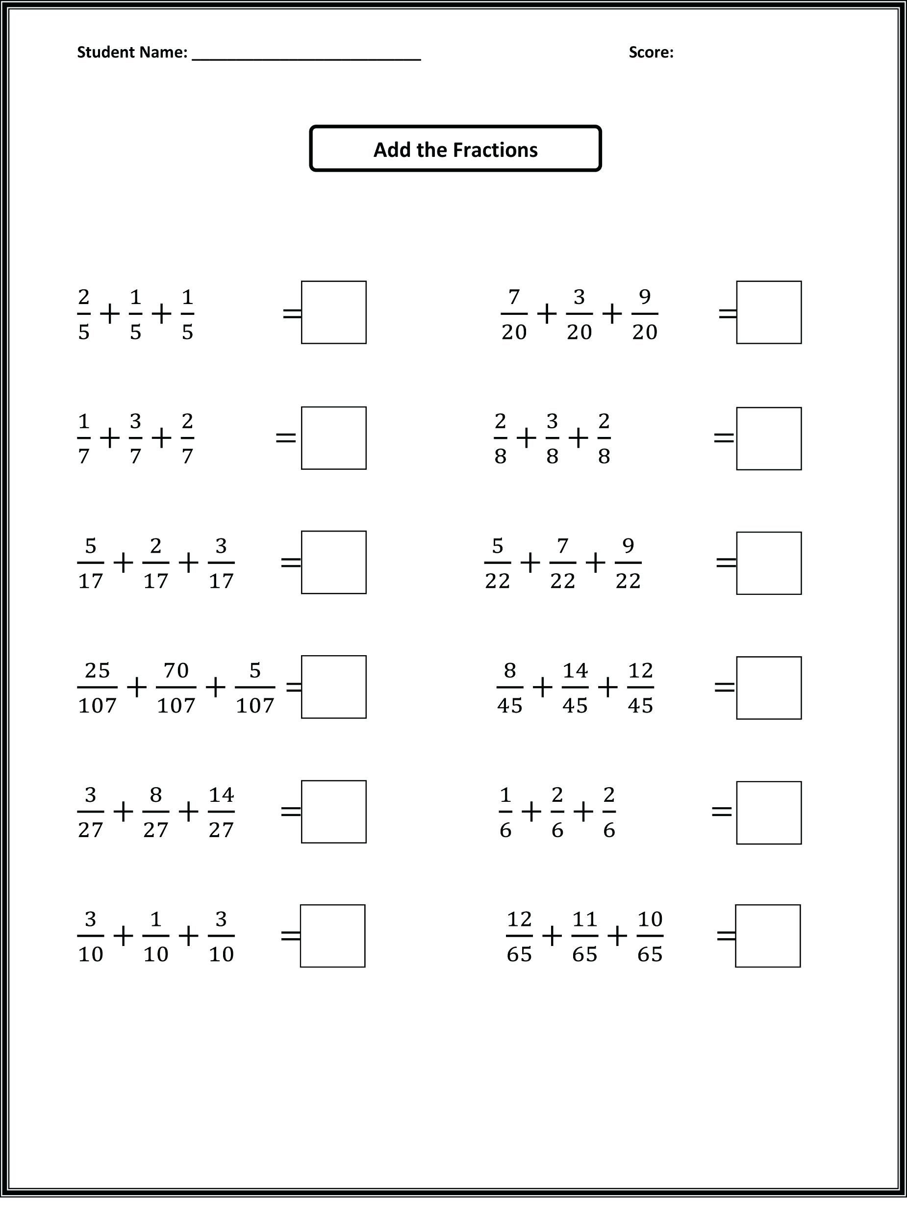 4Th Grade Equivalent Fractions Printable Worksheets Printable Worksheets