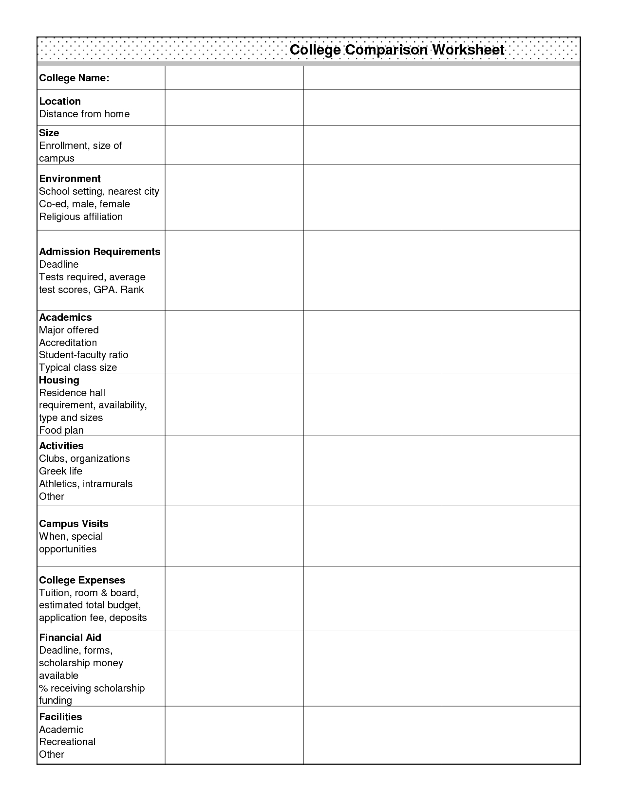 8 College Spreadsheet Template Credit Spreadsheet Printable 