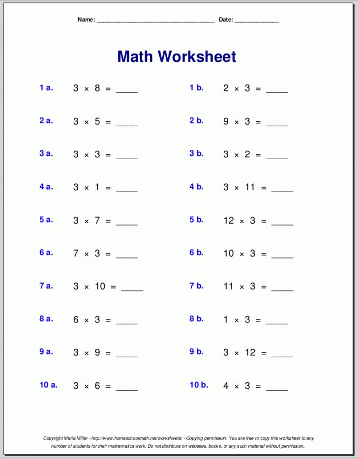 Multiplication Worksheets For Grade 3 | Printable Math Worksheets 3Rd ...
