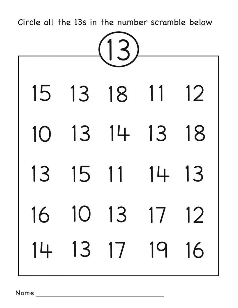 Number 13 Worksheet Circle | Grade R Activities | Number Worksheets ...