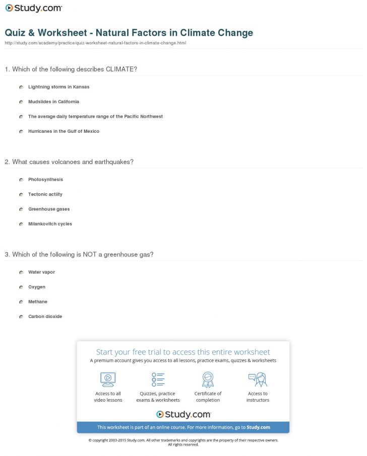 Quiz & Worksheet - Natural Factors In Climate Change | Study | Climate ...