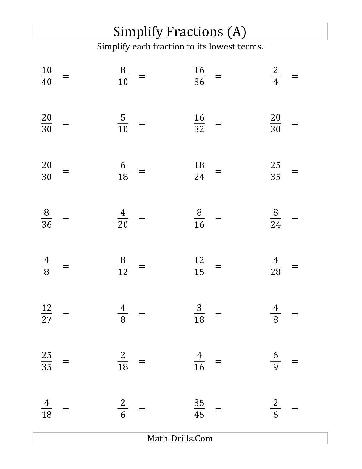 Free Printable Simplifying Fractions Worksheets Printable Worksheets Free Printable Simplifying Fractions Worksheets Printable Worksheets