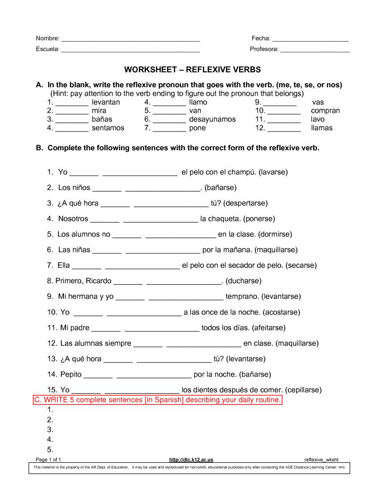 Spanish Reflexives, Commands, & Pronoun Placement - Lessons - Tes ...