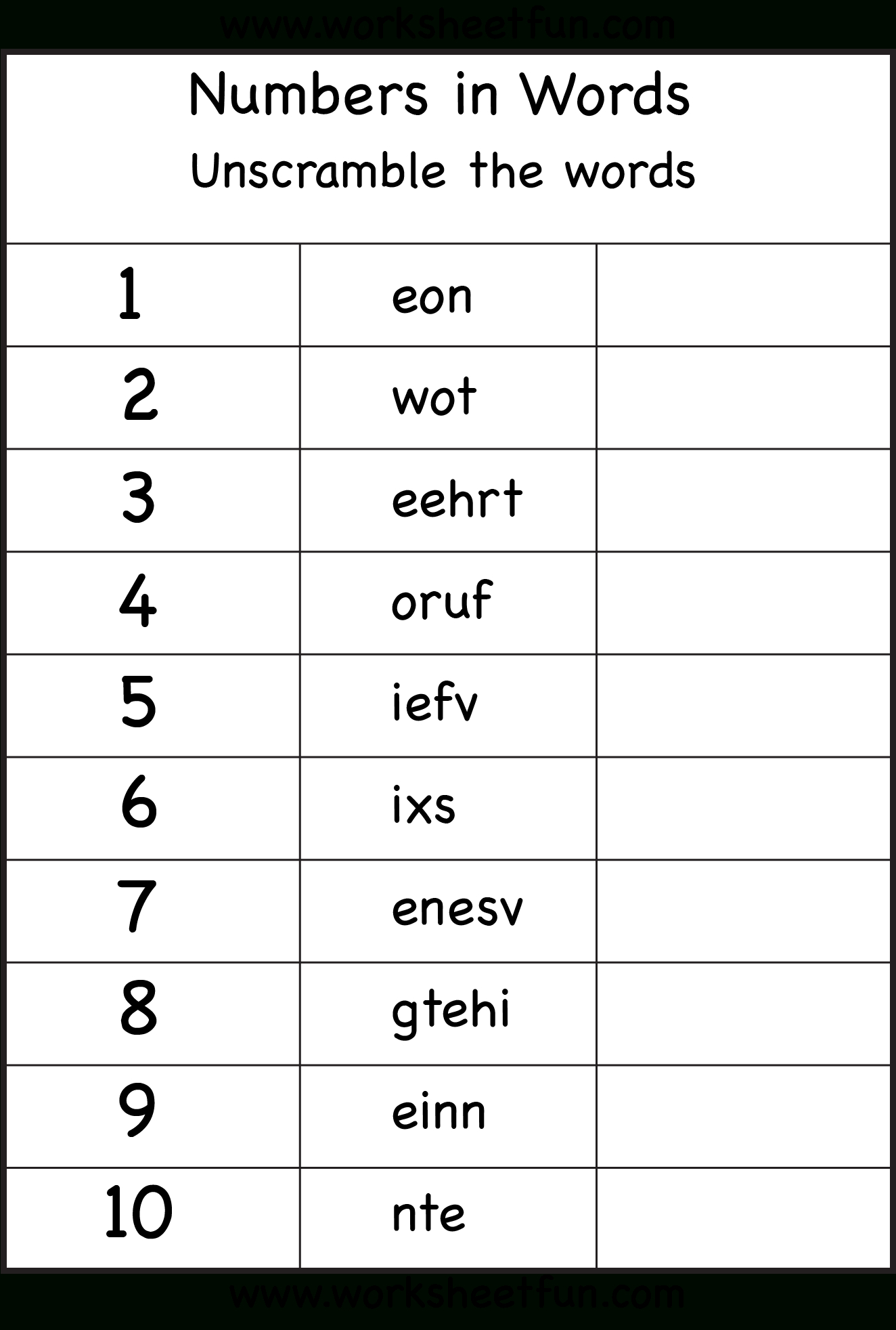Numbers 1 To 20 In Words Numbers 1 To 20 In Words