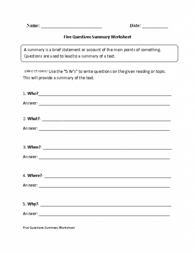 Summarizing Worksheets 4Th Grade For Printable. Summarizing Inside ...