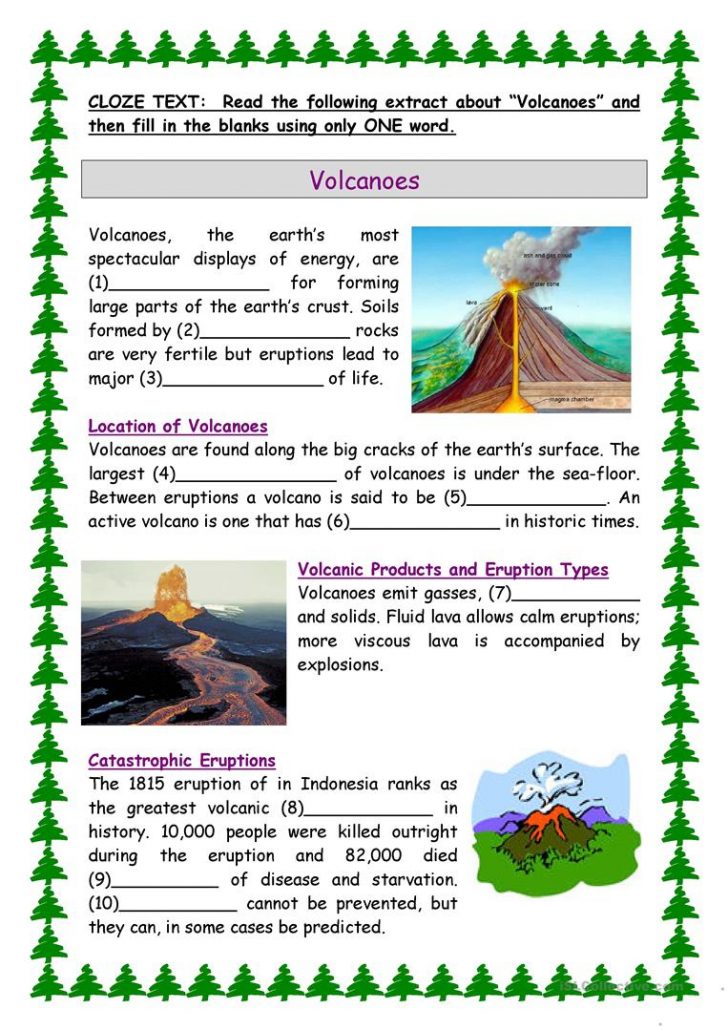 Volcanoes Worksheet - Free Esl Printable Worksheets Madeteachers ...
