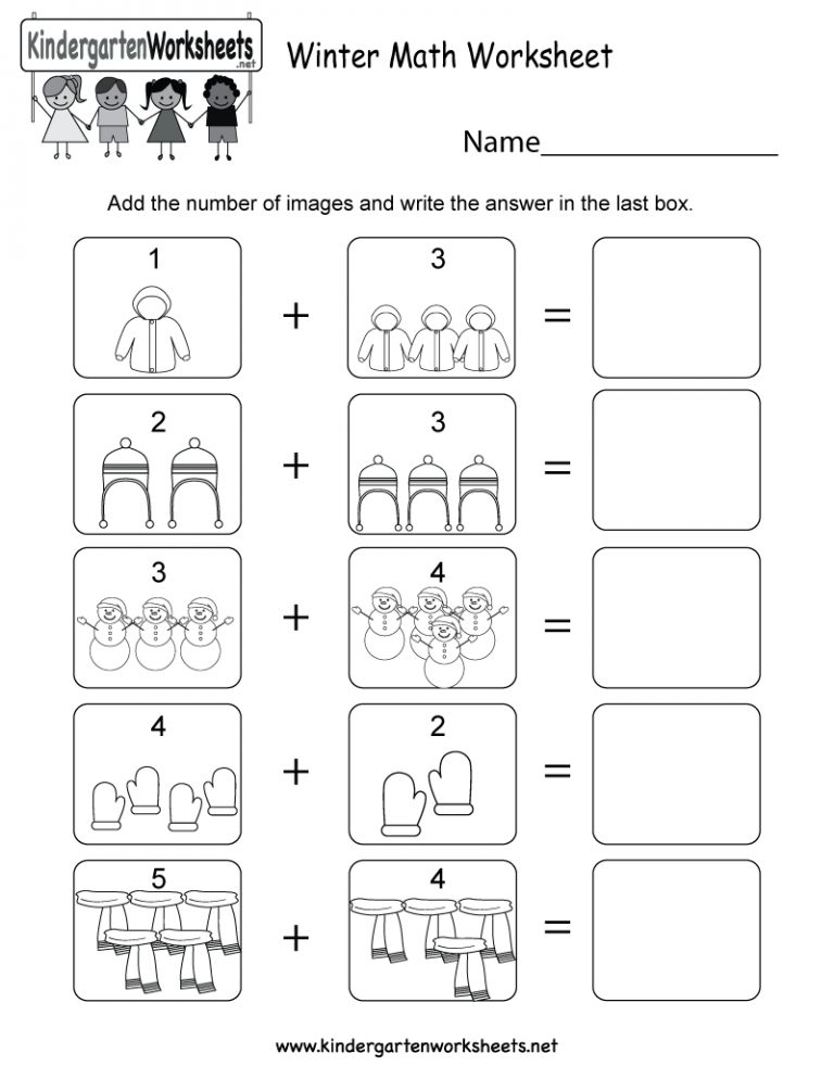 Winter Math Worksheet - Free Kindergarten Seasonal Worksheet For Kids ...