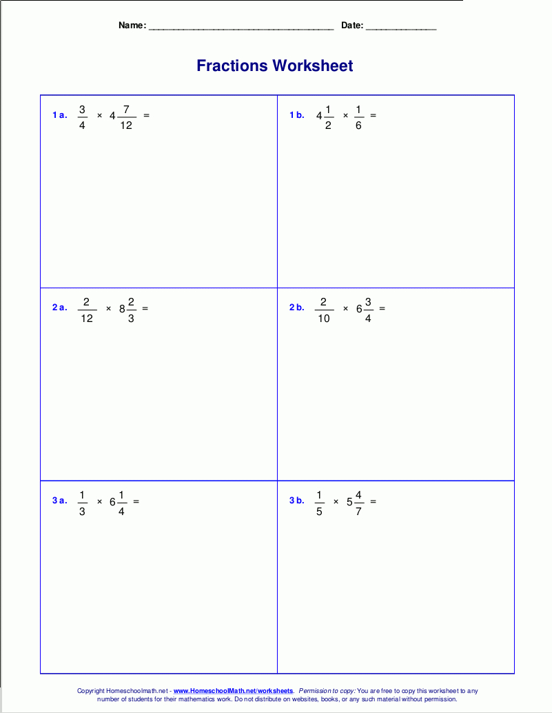 Fraction Worksheets For 6Th Grade Printable Printable Worksheets