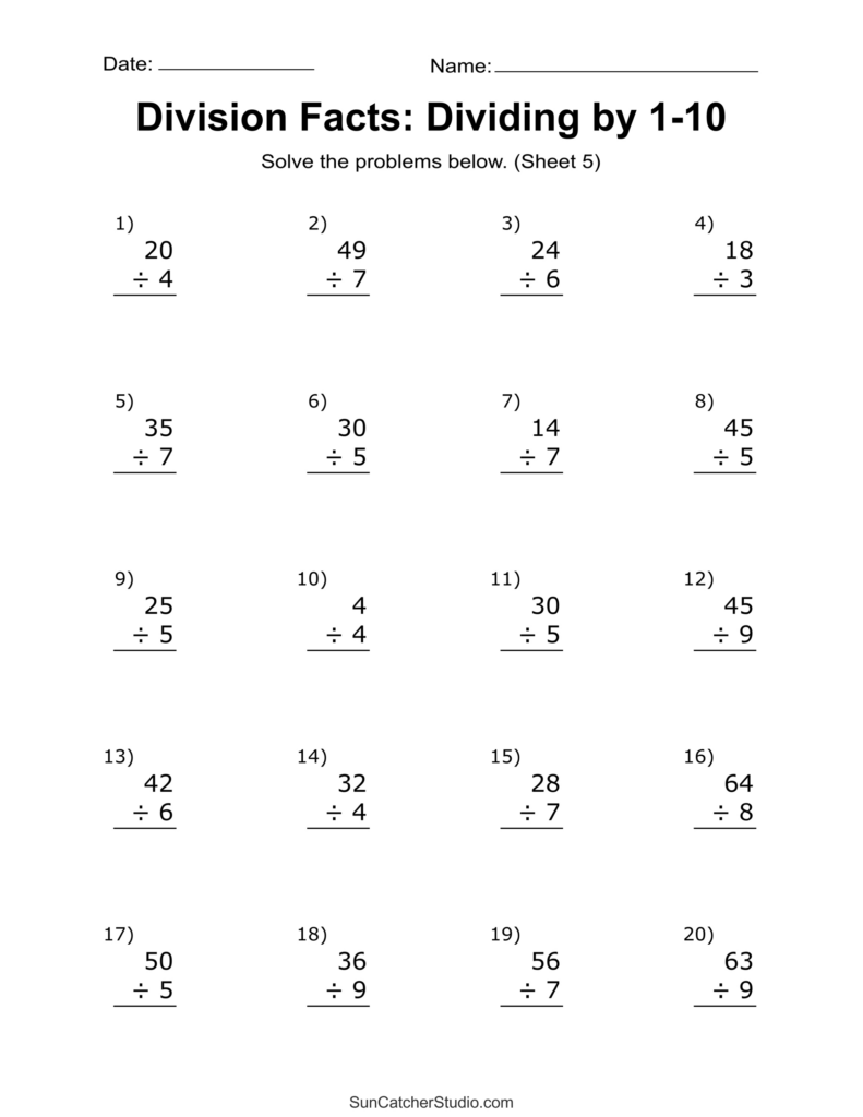 Printable Division Worksheets Grade 5 - Printable Worksheets