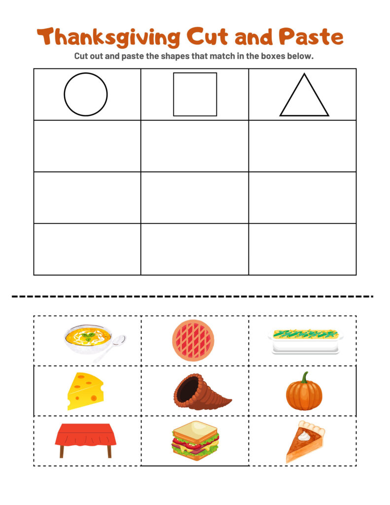 Thanksgiving Theme Preschool Worksheets - Printable Worksheets