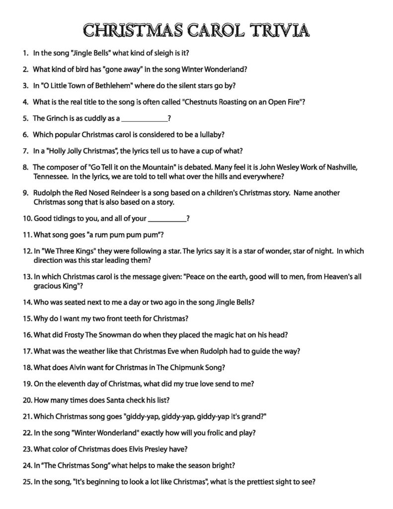 Christmas Carol Brain Teasers Worksheets - Printable Worksheets
