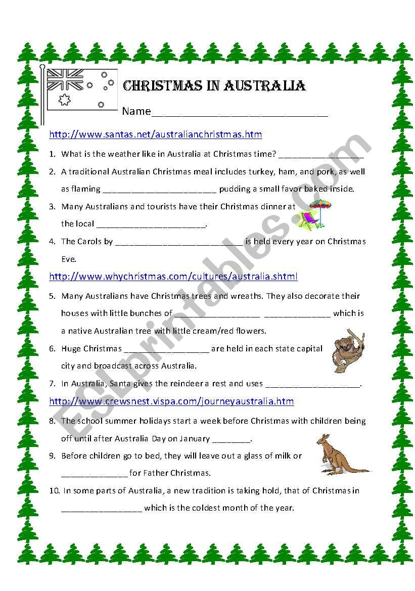 Christmas In Australia Worksheets - Printable Worksheets