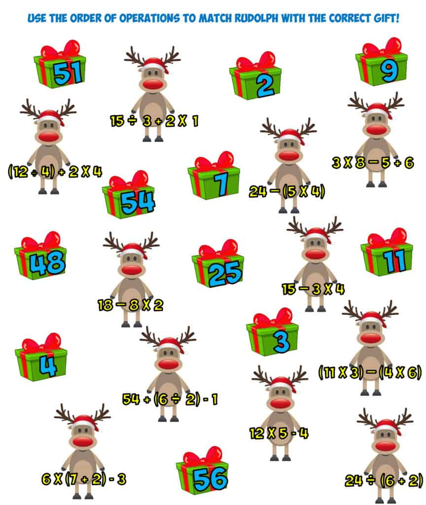 Christmas Order Of Operations Worksheets - Printable Worksheets