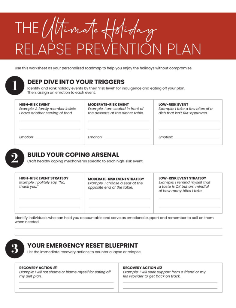 Christmas Relapse Prevention Worksheets - Printable Worksheets